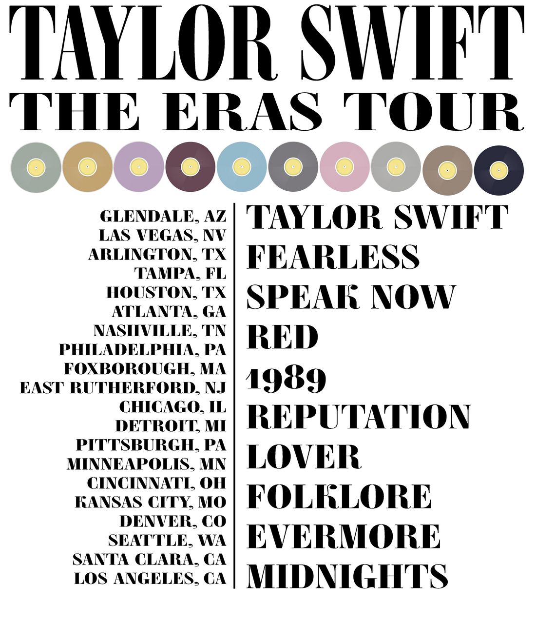 Eras Tour Dates – Hammertime's Custom Designs